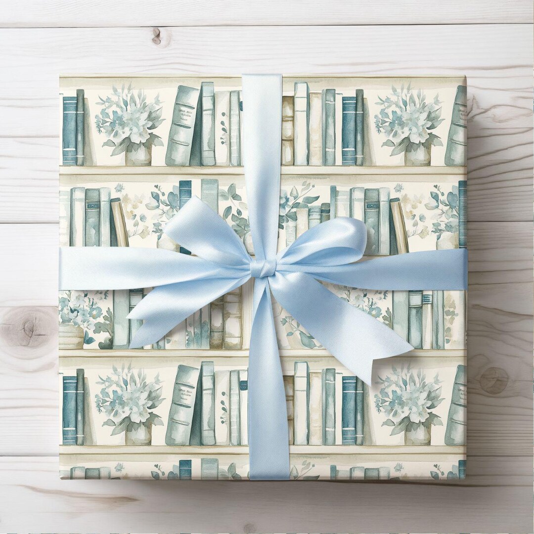 Book Lover Wrapping Paper, Floral Gift Wrap With Books, Bookish Gift ...