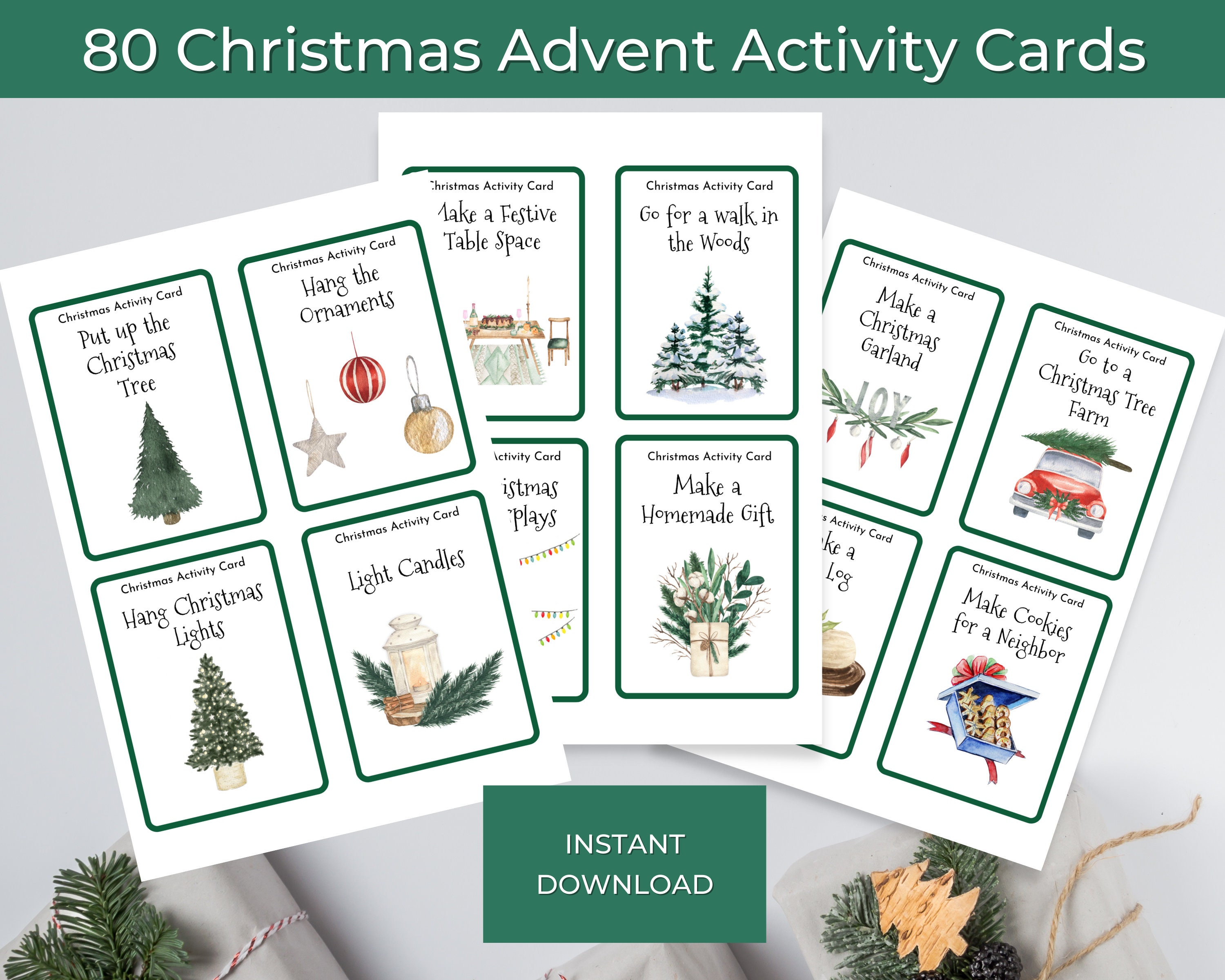 Christmas Advent Activity Cards Printable Advent Cards Family Advent ...