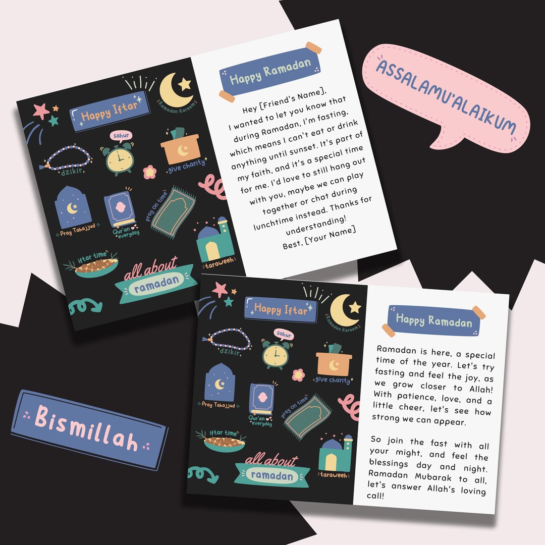 Kids Cute Happy Ramadan Card for Kids, Ramadan Info Kids Card, Kids ...