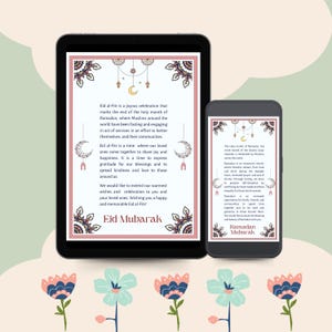 Happy Eid and Ramadan Mubarak Printable Card, Eid and Ramadan Info Card ...