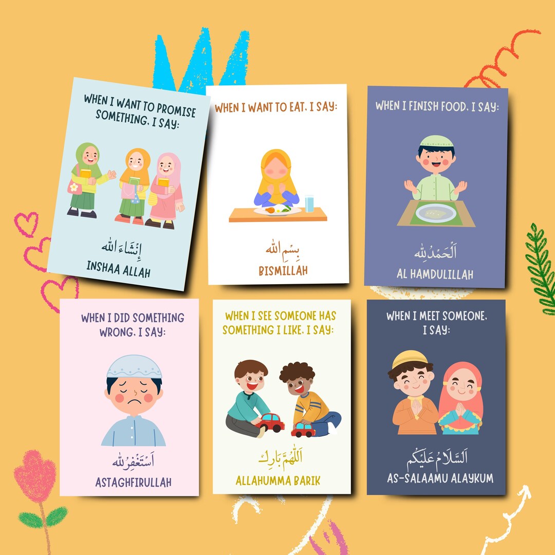 Muslim Kids Daily Dua Cards – Islamic Adab, Manners, Etiquette Learning ...