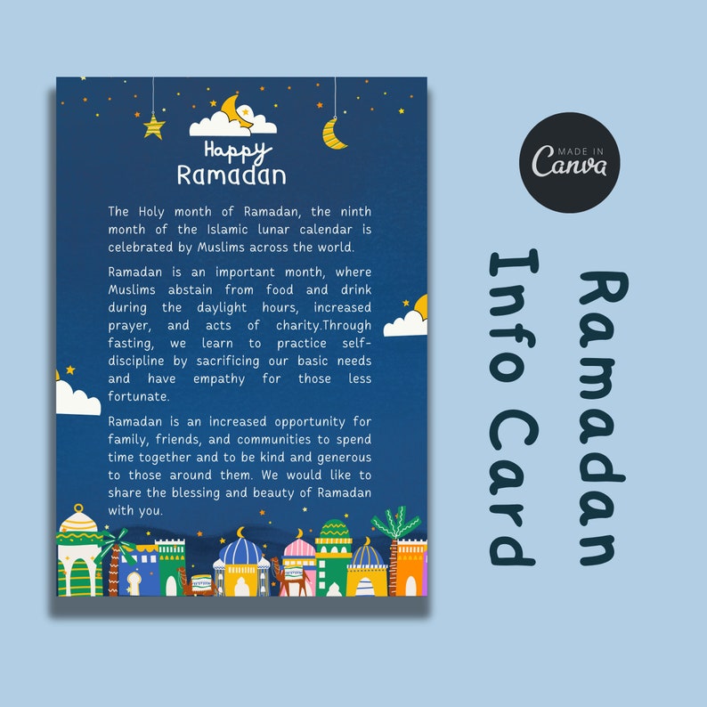 Ramadan Info Card, Ramadan Greeting Cards, 5 X 7 Inch Card, Iftar Tray ...