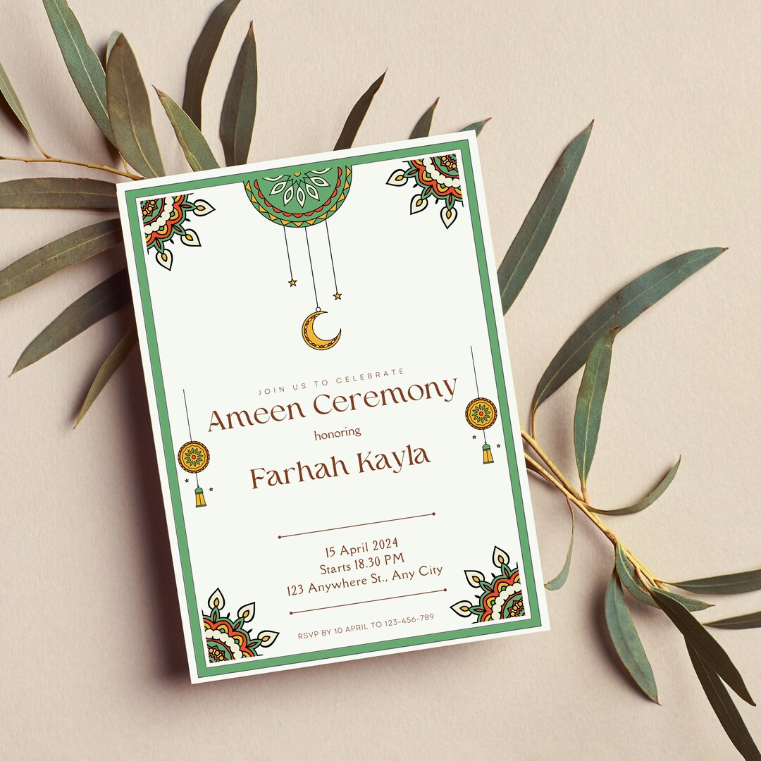 Ameen Ceremony Invitation Card Ameen Mubarak Card Printable - Etsy