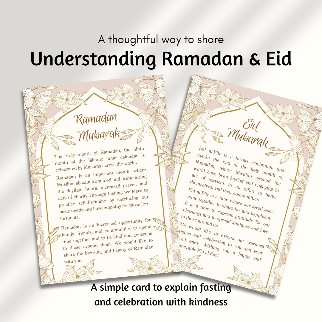 Ramadan & Eid Note Card | Printable Islamic Info Card for Work, School ...