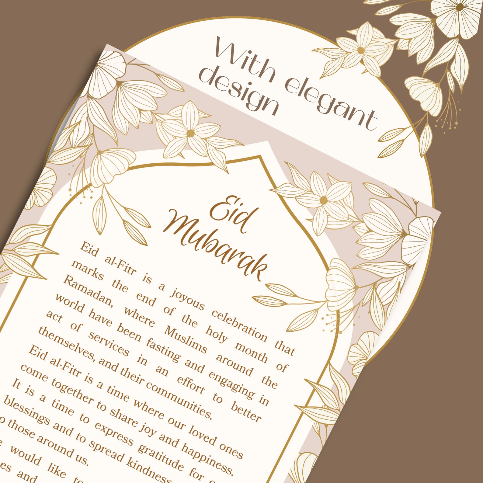 Elegant Eid Info Card, Eid Greeting Cards, 5 X 7 Inch Card, Eid Mubarak ...