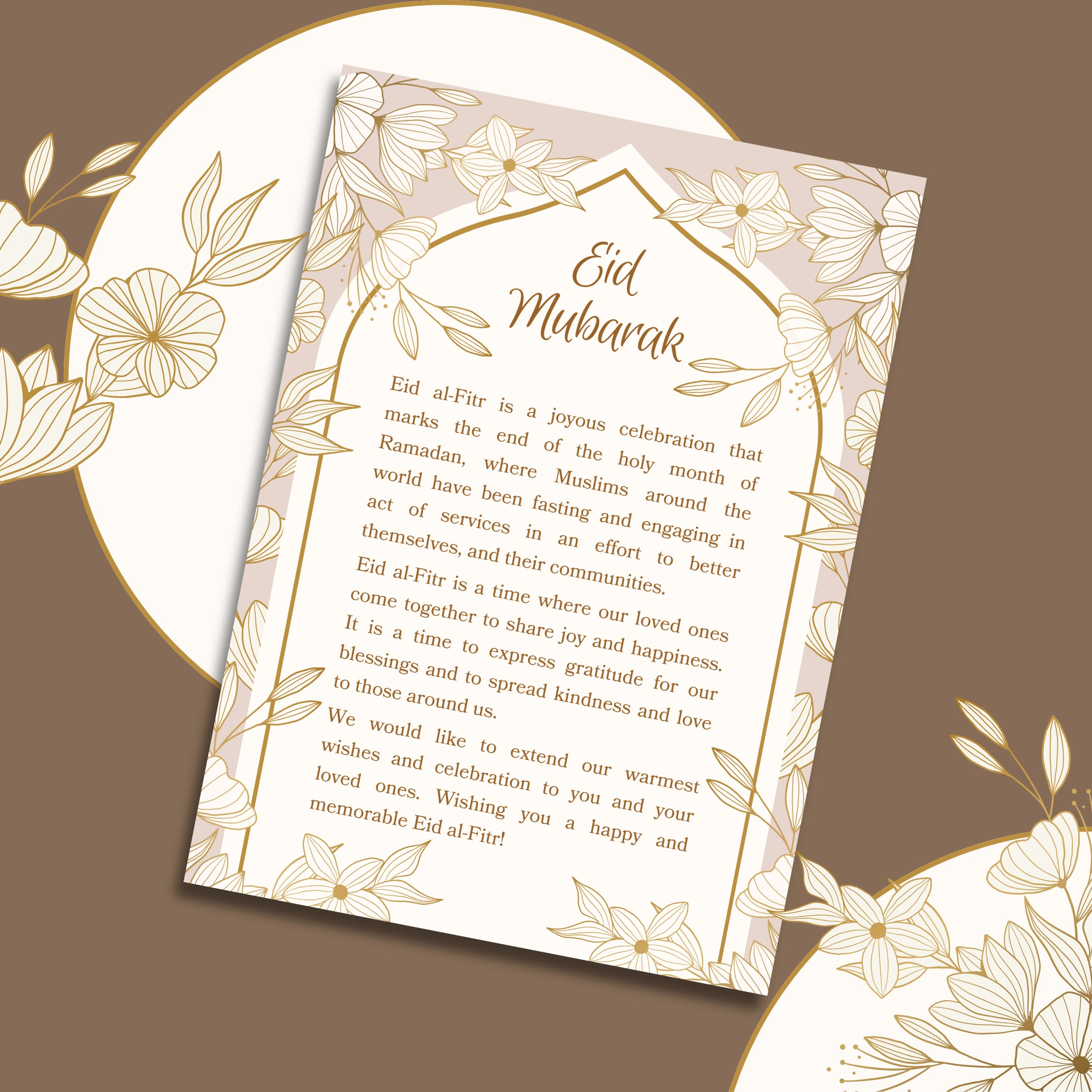 Elegant Eid Info Card, Eid Greeting Cards, 5 X 7 Inch Card, Eid Mubarak ...