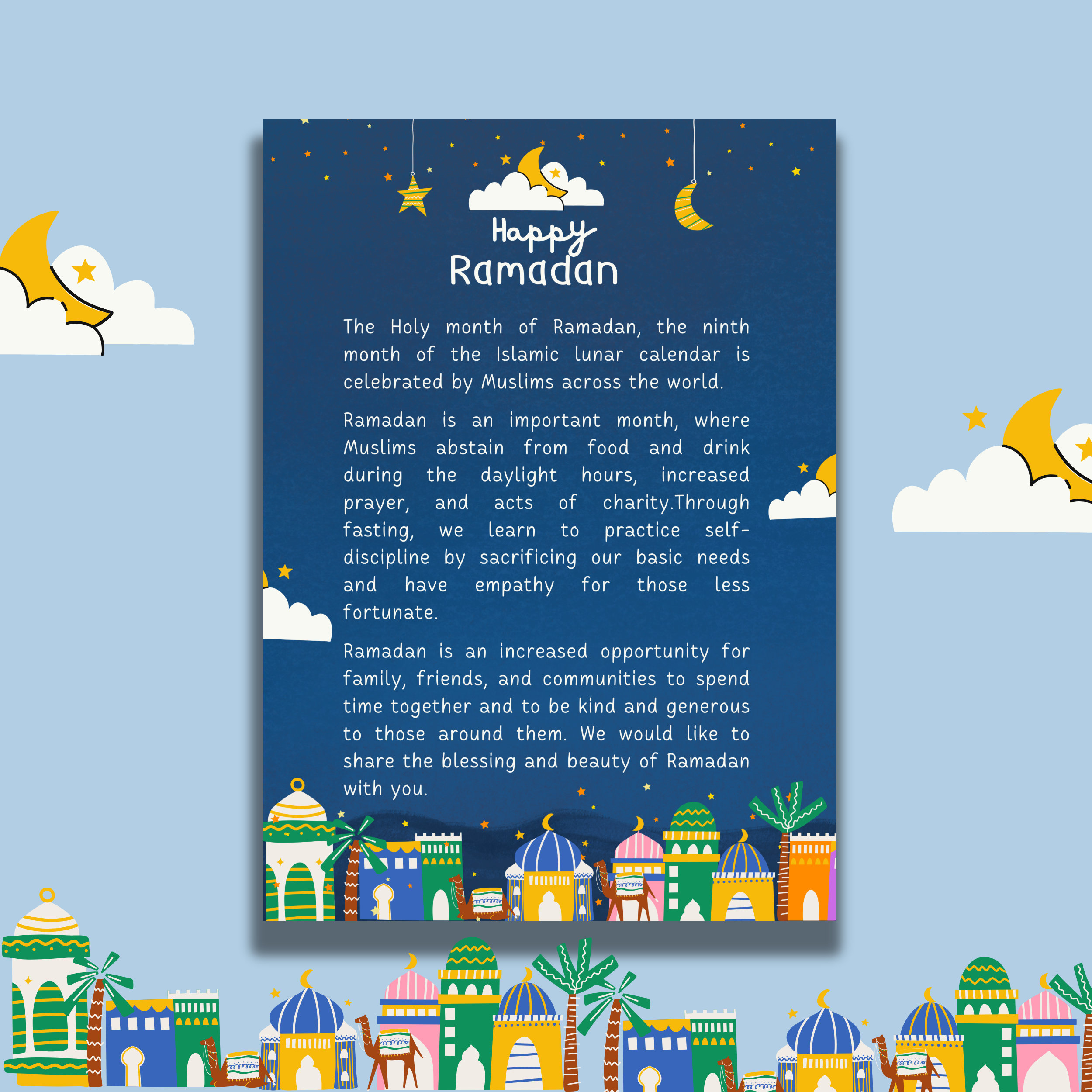 Ramadan Info Card, Ramadan Greeting Cards, 5 X 7 Inch Card, Iftar Tray ...