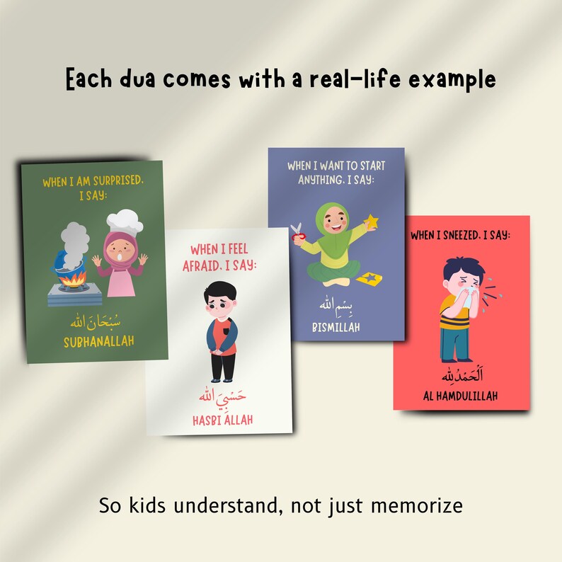 Daily Dua Cards for Kids | Printable Islamic Learning Cards With Arabic ...