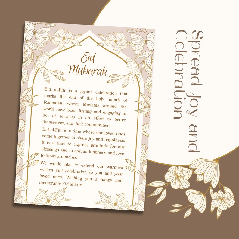 Elegant Eid Info Card, Eid Greeting Cards, 5 X 7 Inch Card, Eid Mubarak ...