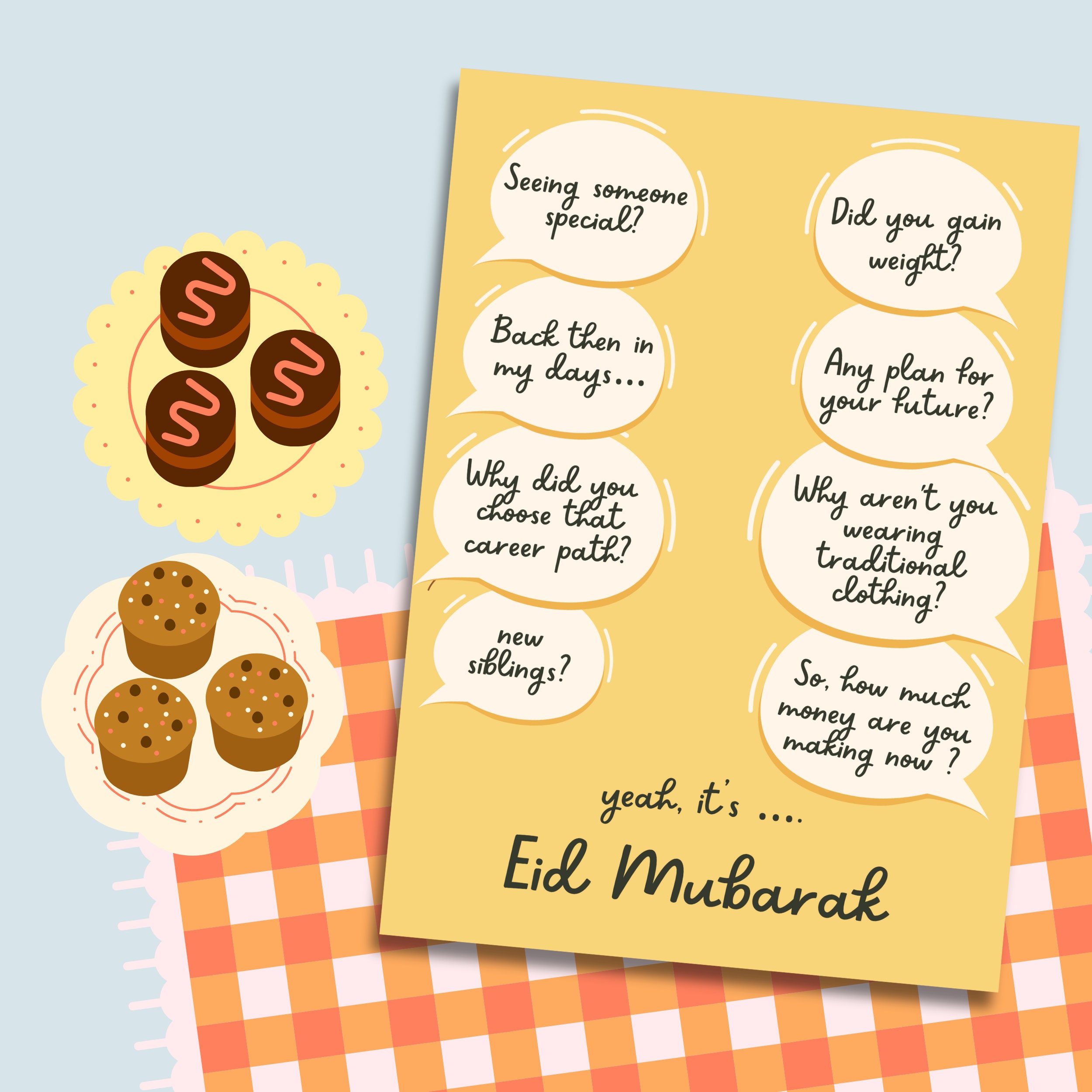 Eid Card Set, Funny Eid Card, Quirky Eid Card, Witty Eid Card, Eid ...