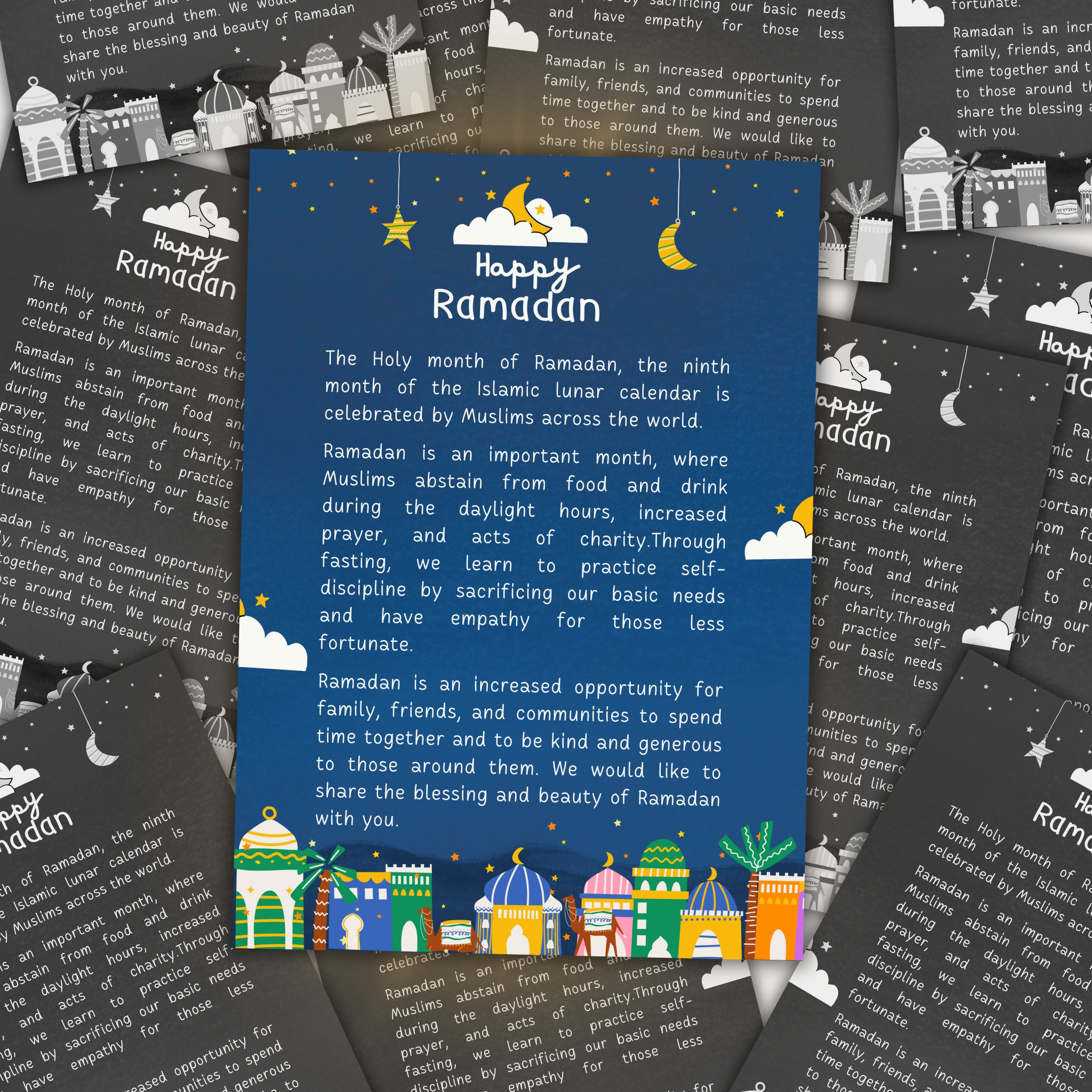 Ramadan Info Card, Ramadan Greeting Cards, 5 X 7 Inch Card, Iftar Tray ...