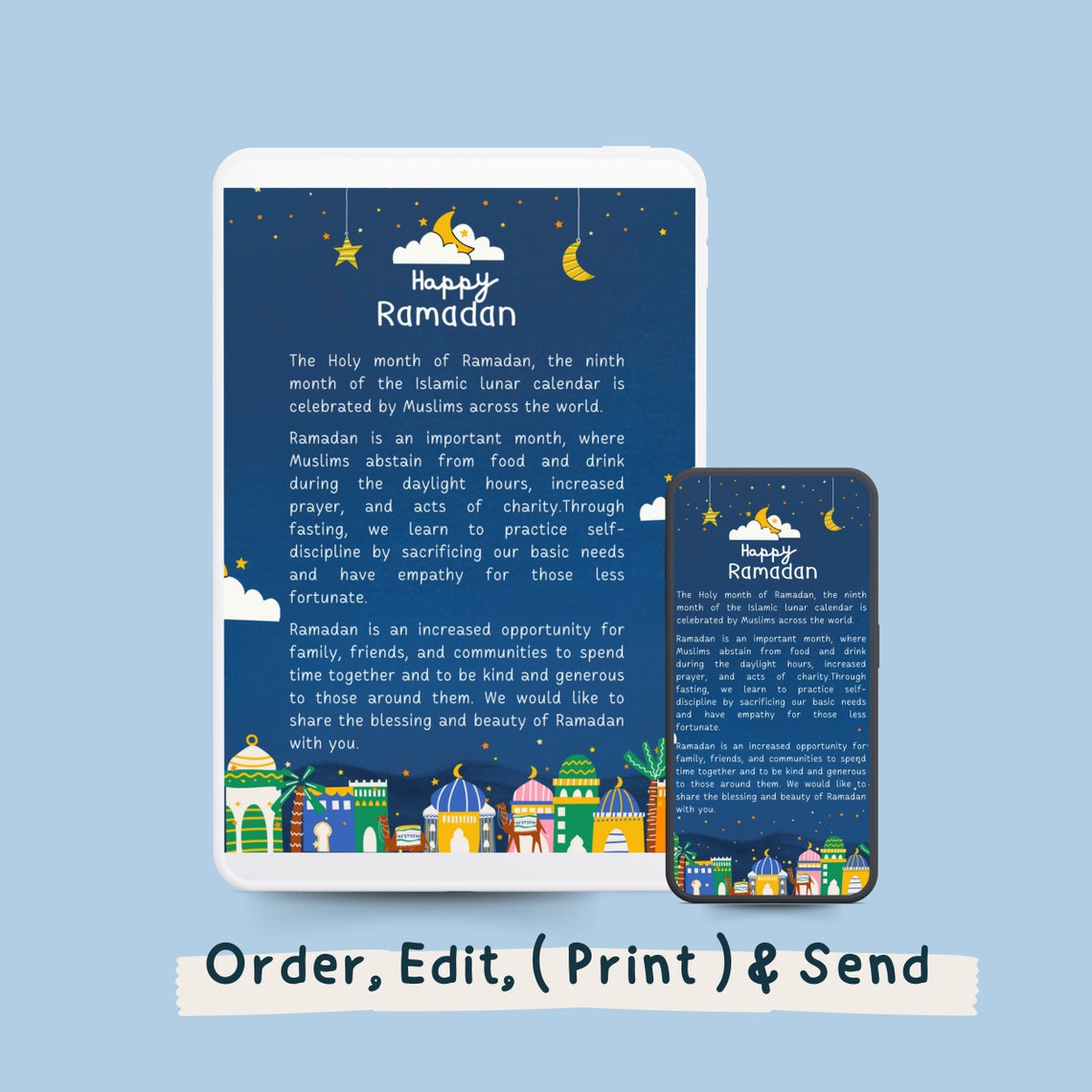 Ramadan Info Card, Ramadan Greeting Cards, 5 X 7 Inch Card, Iftar Tray ...