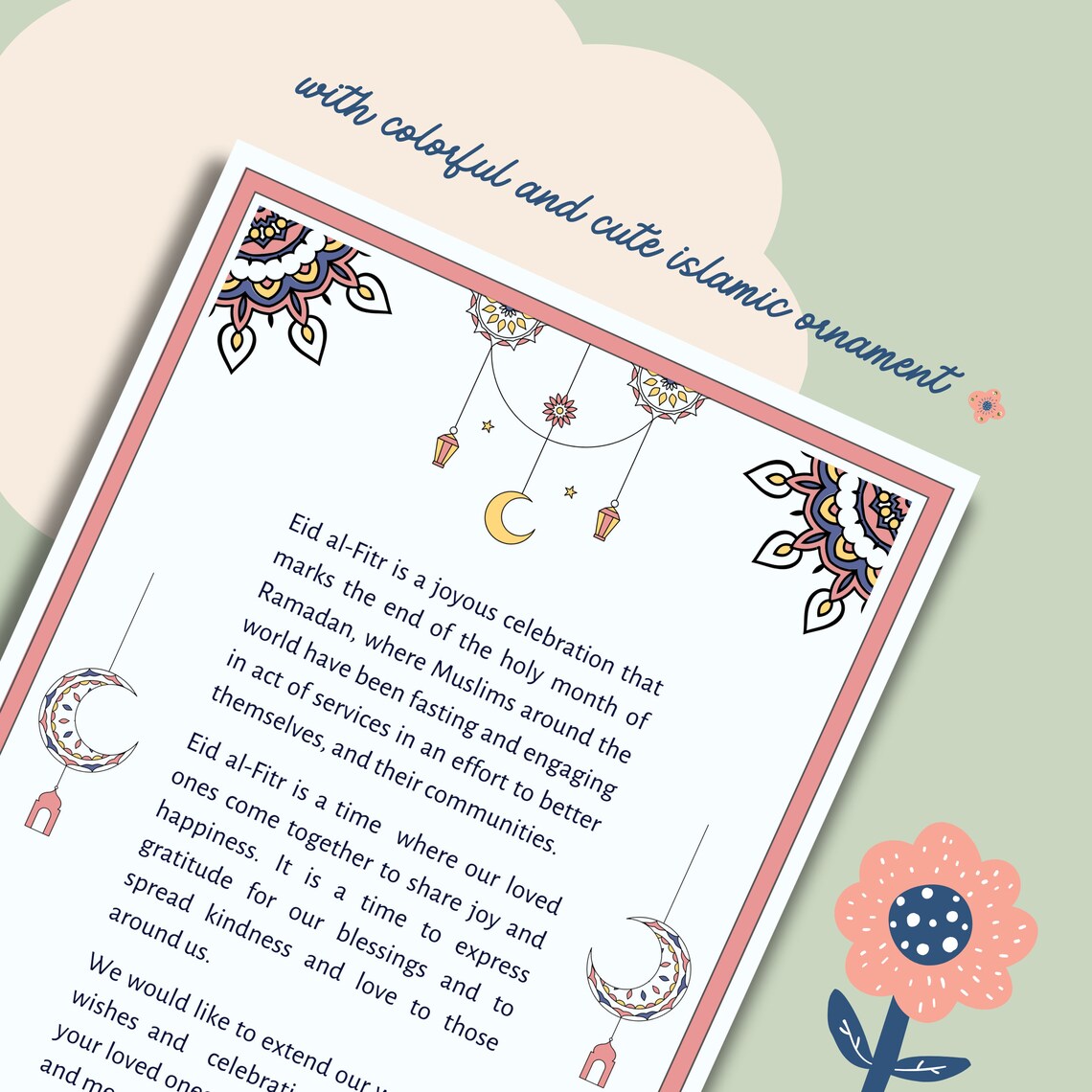 Happy Eid Mubarak Printable Card, Eid Info Card, Eid Al Fitr Digital ...