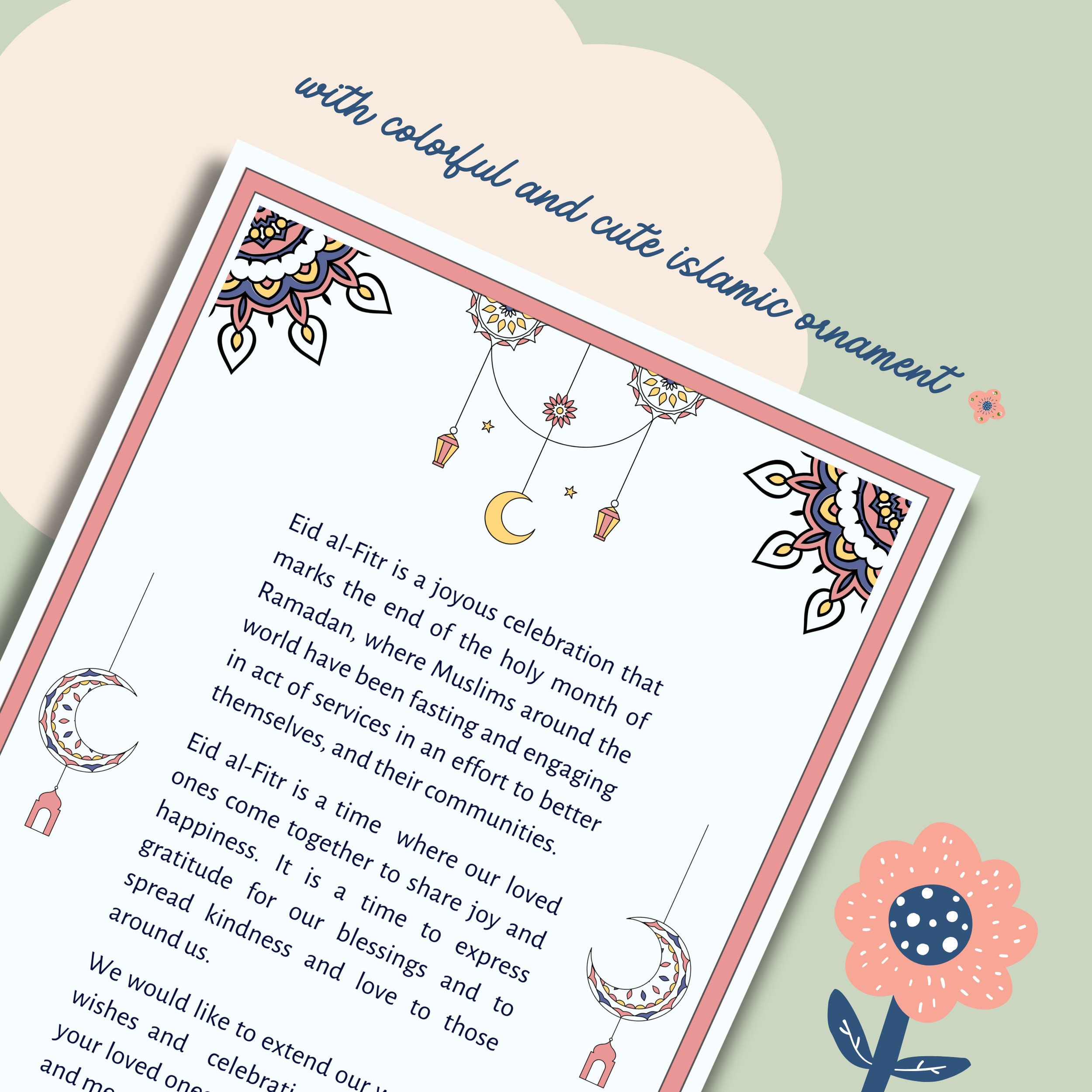 Happy Eid Mubarak Printable Card, Eid Info Card, Eid Al Fitr Digital ...