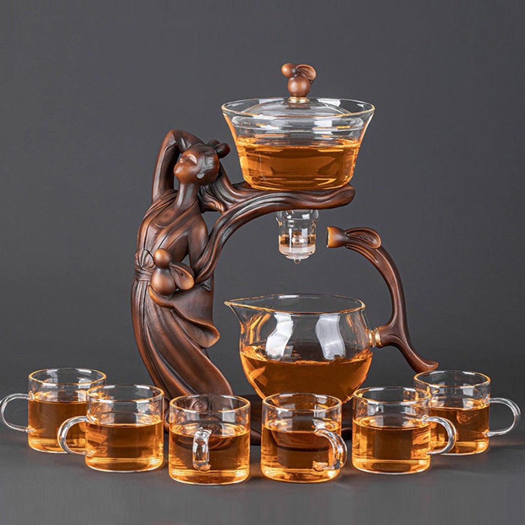 Automatic Kung Fu Tea Setglass Tea Setlazy Tea Brewermagnetic Glass Tea ...