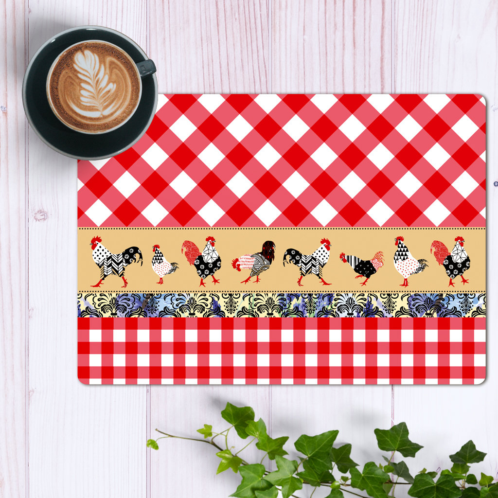 Red Rooster Design Table Placemats Placemats Set of 2, 4, 6 Washable ...