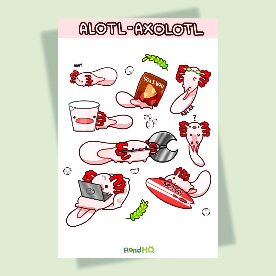 Alotl-axolotl Sticker Sheet - Etsy