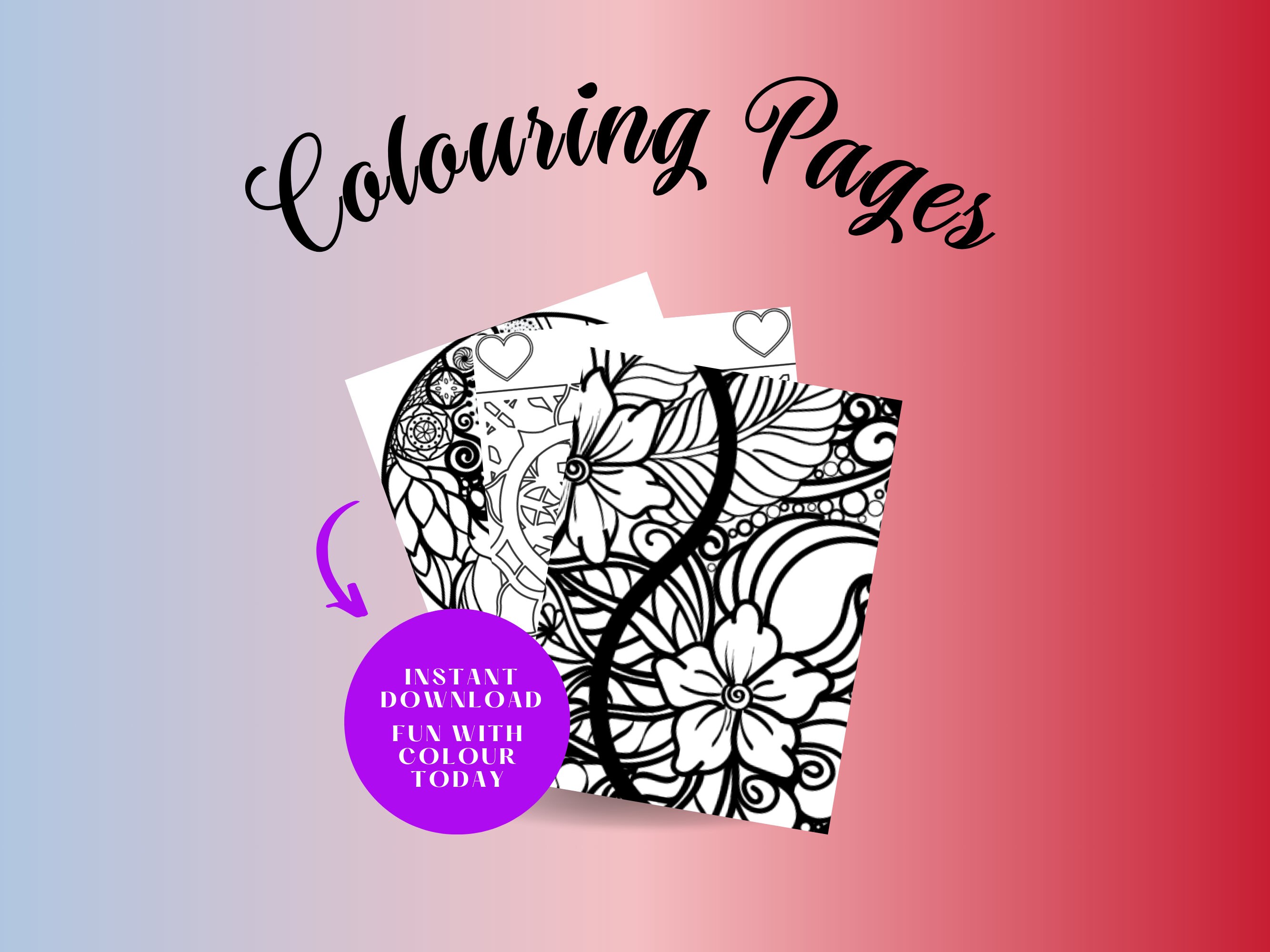 Yin Yang Floral Pattern Colouring Sheet-digital Colouring Page ...
