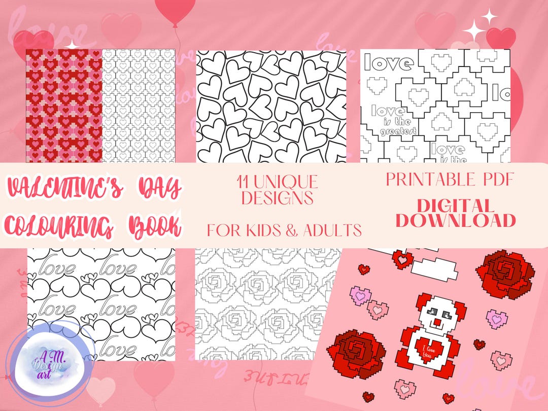 Valentines Colouring Sheet-digital Colouring Page-mindfulness Digital ...