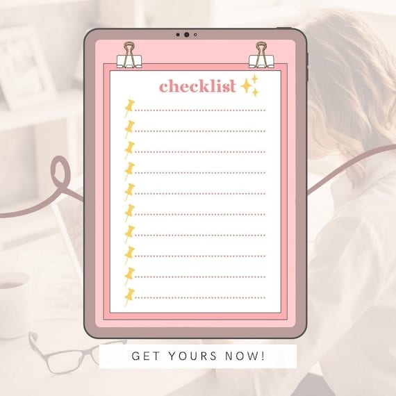 Pink Dreamy Checklist Template - Etsy