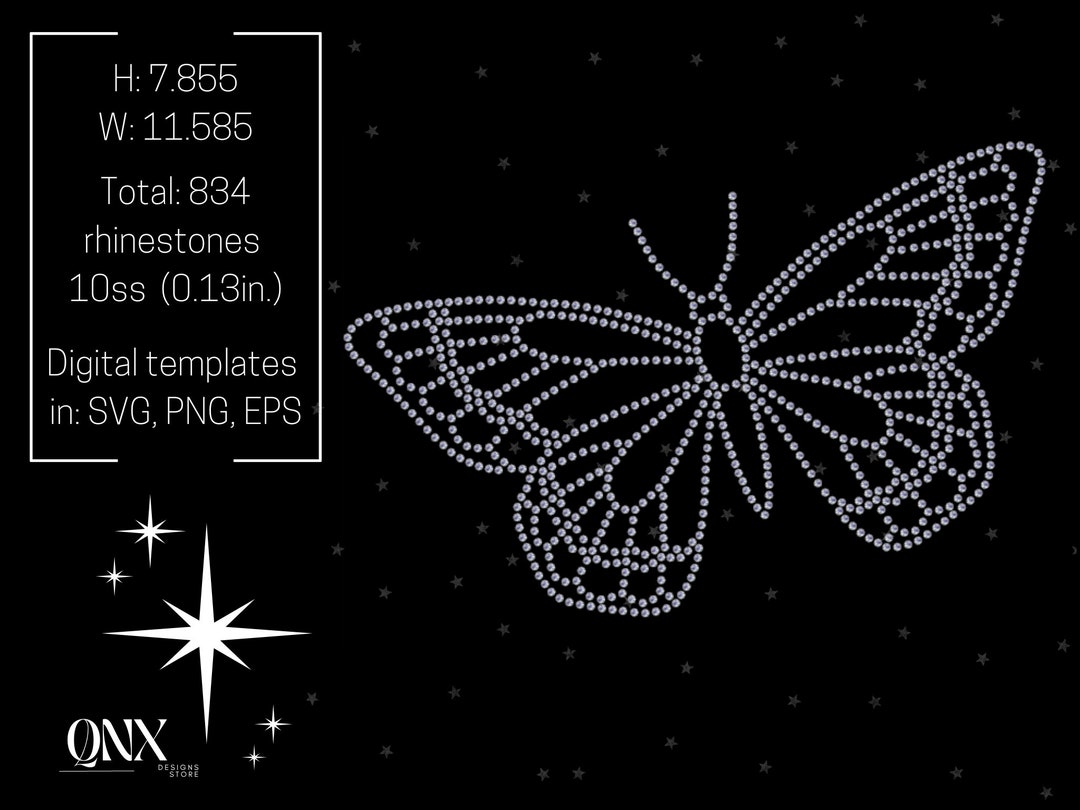 Butterfly Rhinestone Template Digital Download, Butterfly Design ...