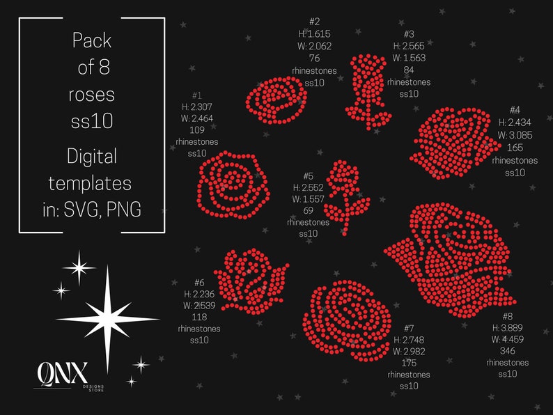 Roses Svg | Rhinestone Roses Template | Ss10 | Bundle | Rose Design ...
