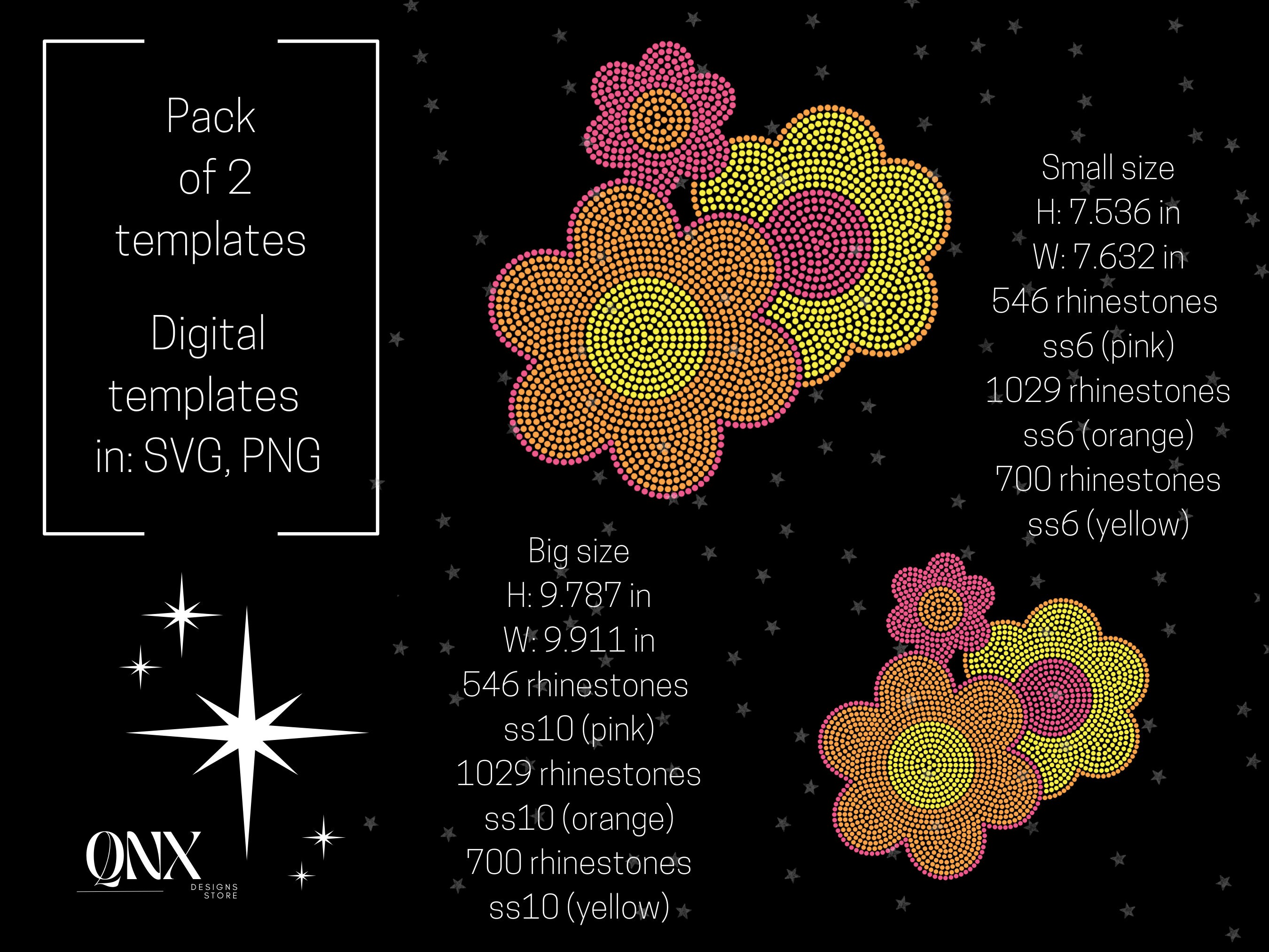 Rhinestone Flowers Template | Flowers Design | Bundle | Rhinestone ...