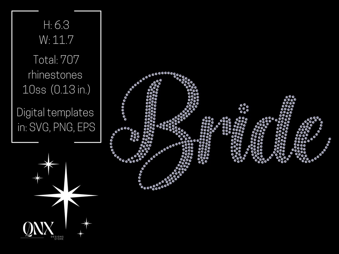 Bride Rhinestone Template Ss10, Rhinestone Svg Desing, Instant Download ...