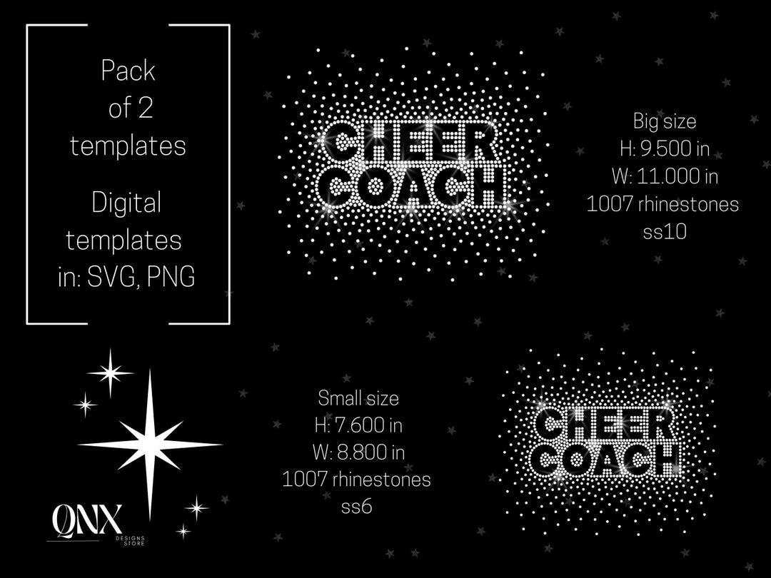 Cheer Coach Template Rhinestone Template Digital Download, Cheer Design ...