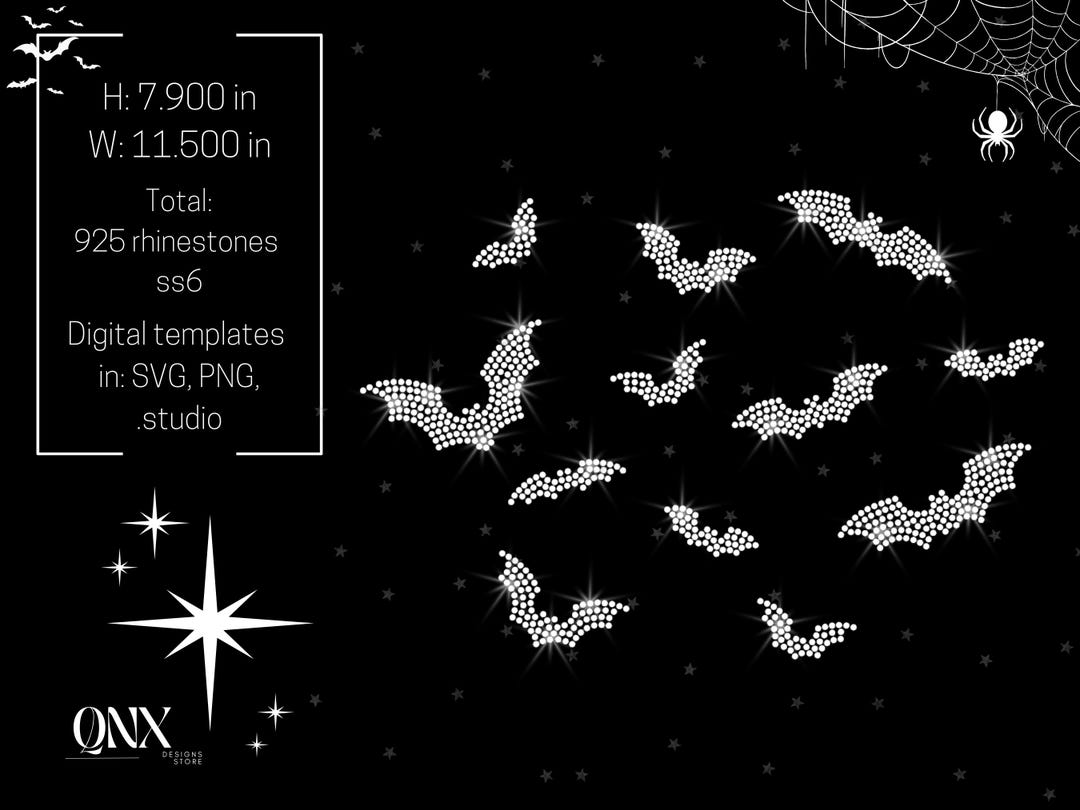 Bats Rhinestone, Halloween Bat Design, Halloween Rhinestone Design - Etsy