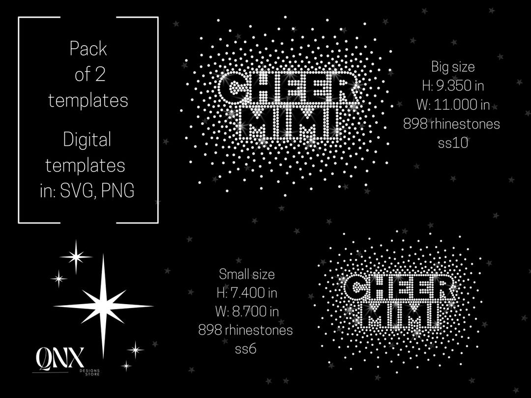 Cheer Mimi Template Rhinestone Digital Download, Cheer Design, Cheer ...