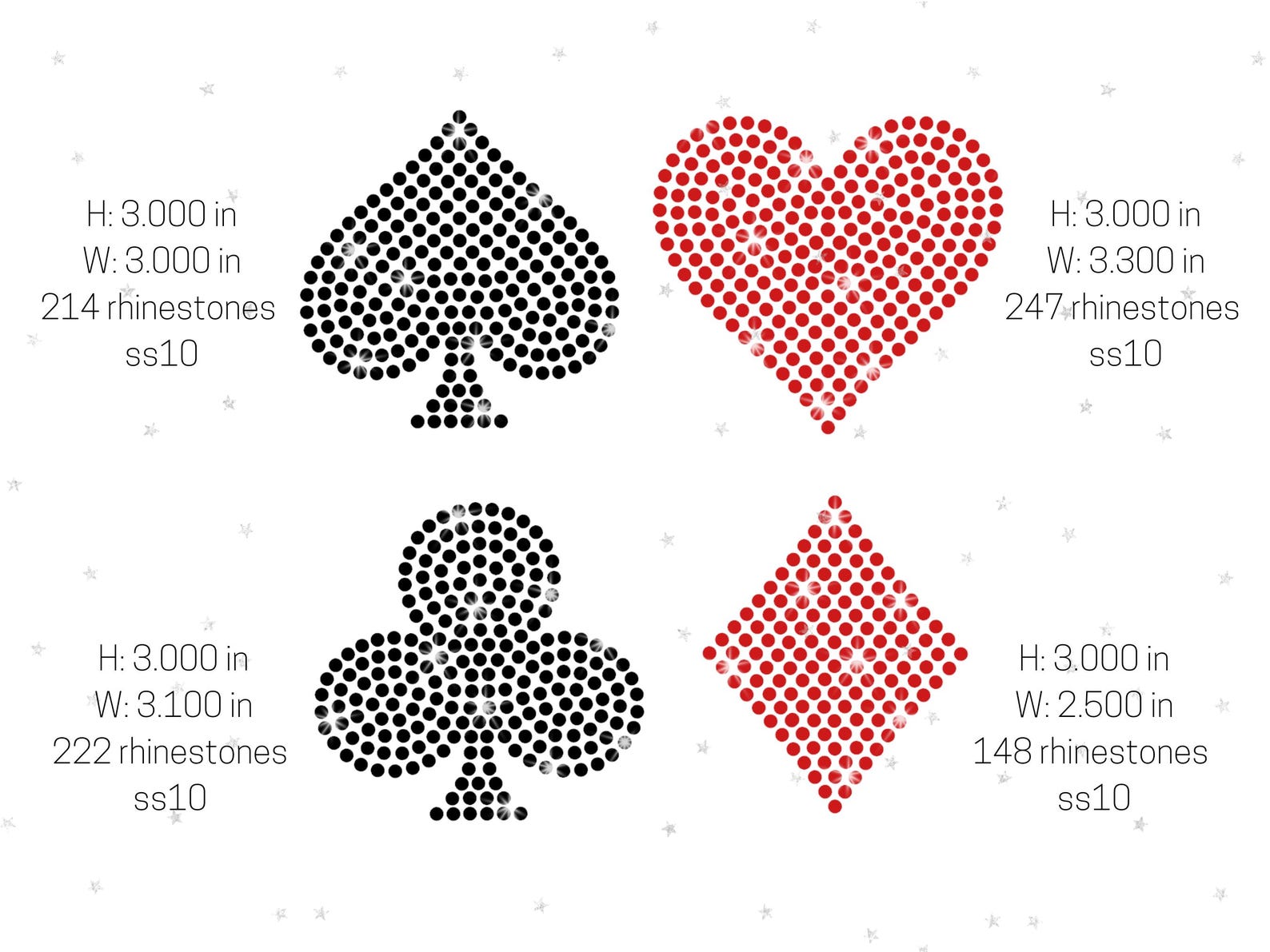 Play Cards Symbols Rhinestone Design, Poker Signs Template SVG, Digital ...