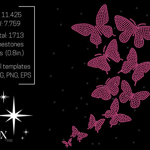 Butterflies Template Rhinestone Template Digital Download - Etsy
