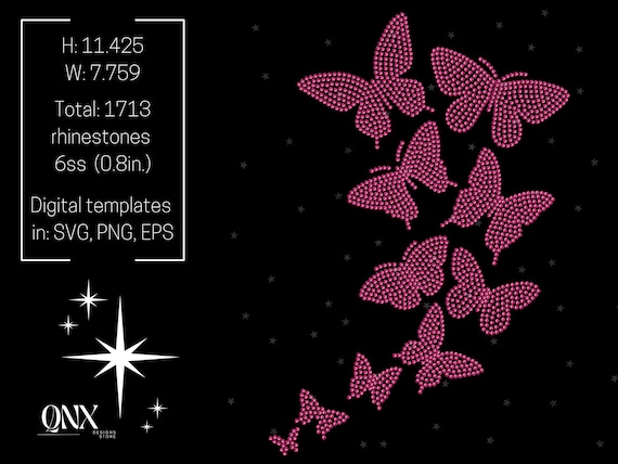Butterflies Template Rhinestone Template Digital Download - Etsy