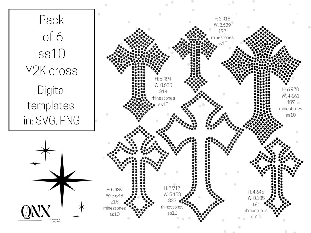 Y2K Rhinestone Cross Template | Cross Design | Bundle | Rhinestone Y2K | 00s Fashion ...