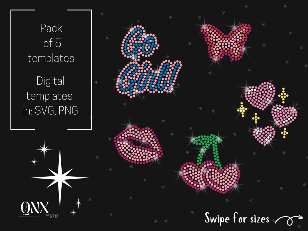 Cute Rhinestone Designs Bundle | Rhinestone Hearts | Cherrys ...