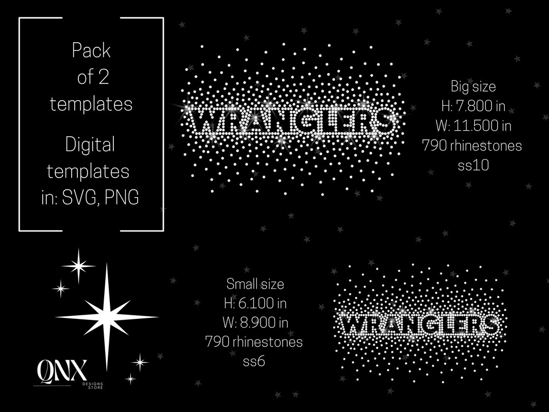 Wranglers Template Rhinestone Digital Download, Cheer Design ...