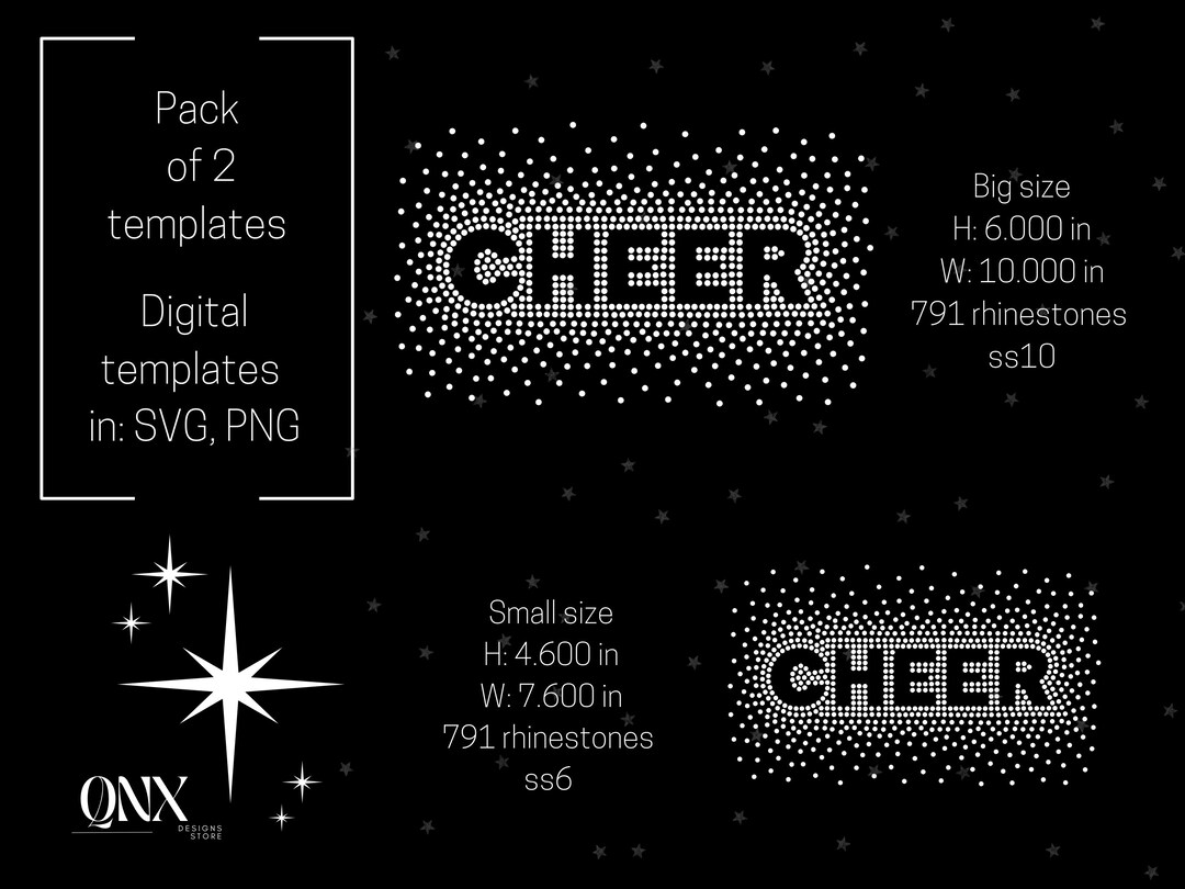 Cheer Template Rhinestone Template Digital Download, Cheer Design ...