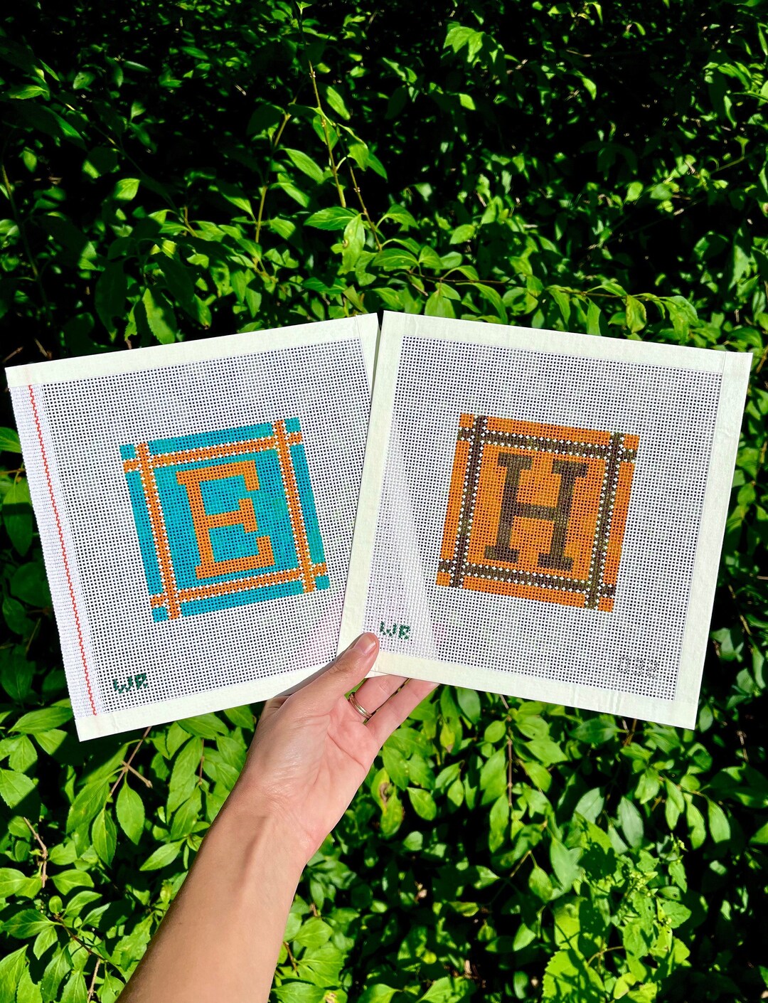 Customizable Monogram Hand Painted Needlepoint Coaster Canvas - Etsy