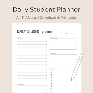 Daily Student Planner | Daily Planner for Students | Student Academic ...