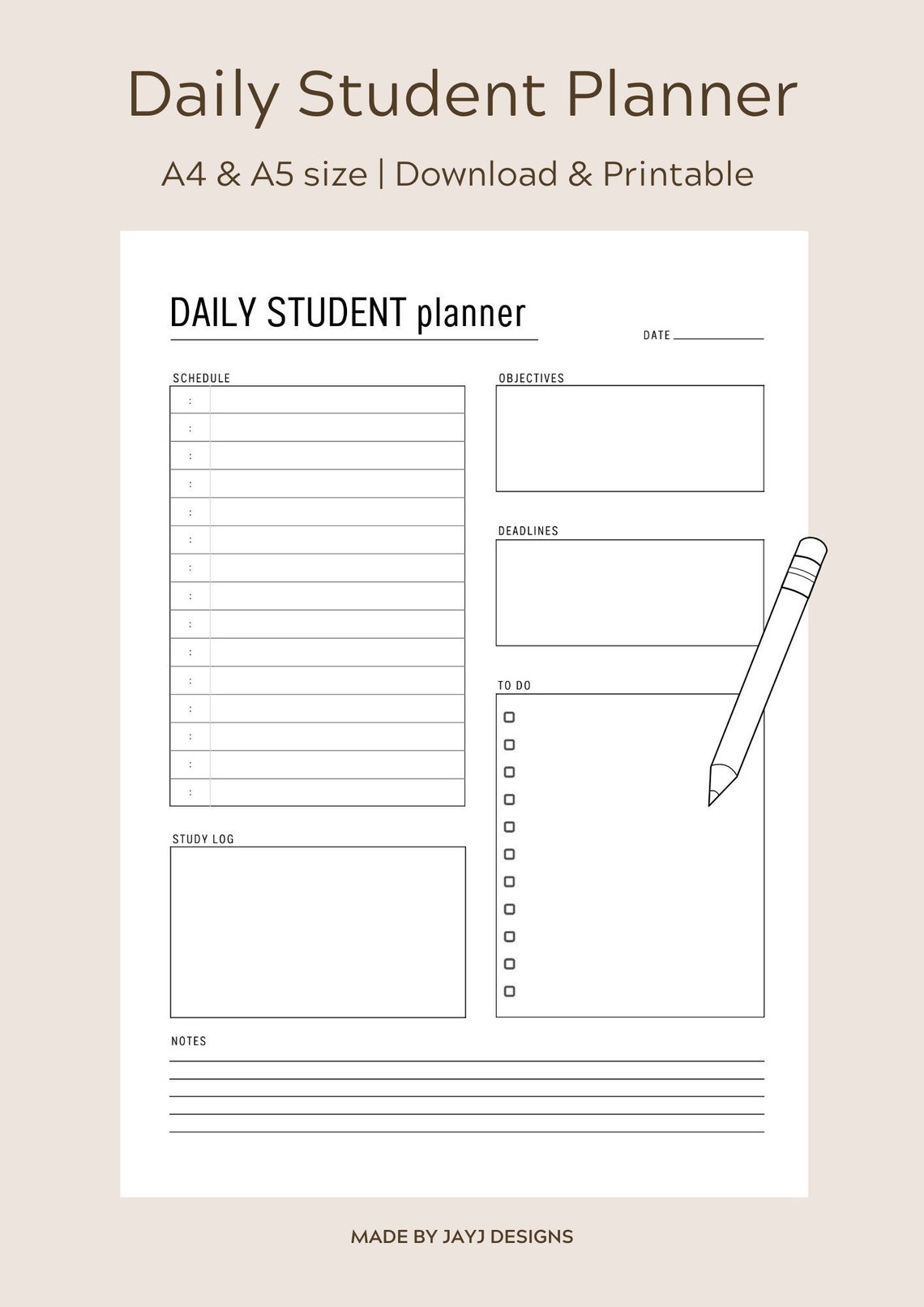 Daily Student Planner | Daily Planner for Students | Student Academic ...