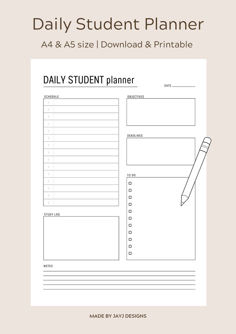 Daily Student Planner | Daily Planner for Students | Student Academic ...