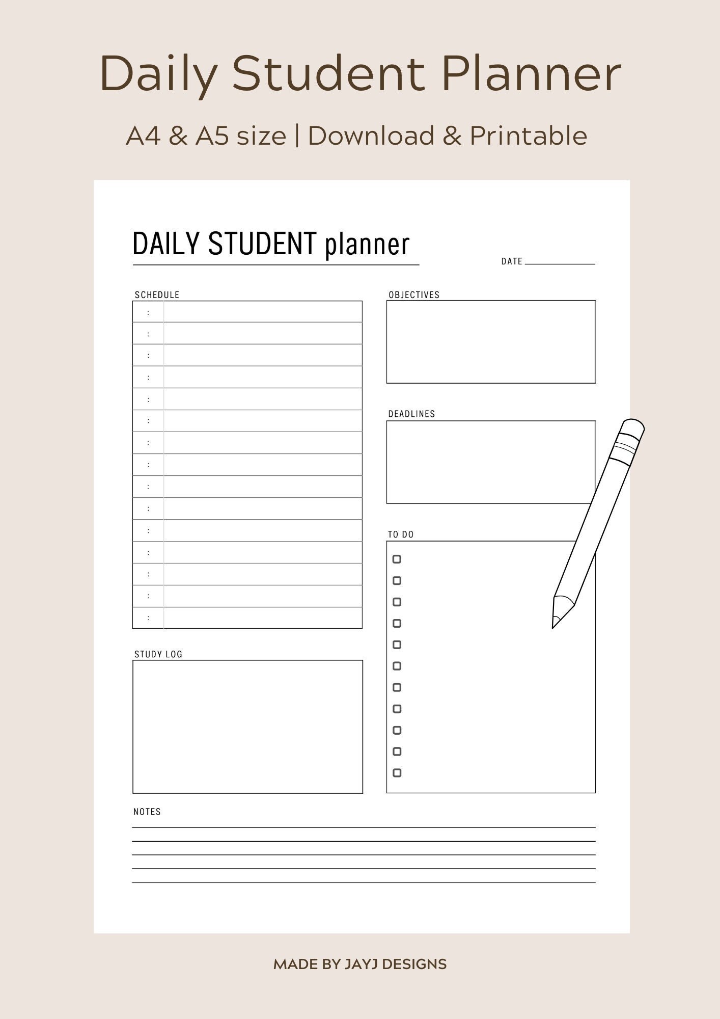 Daily Student Planner Daily Planner for Students Student Academic ...