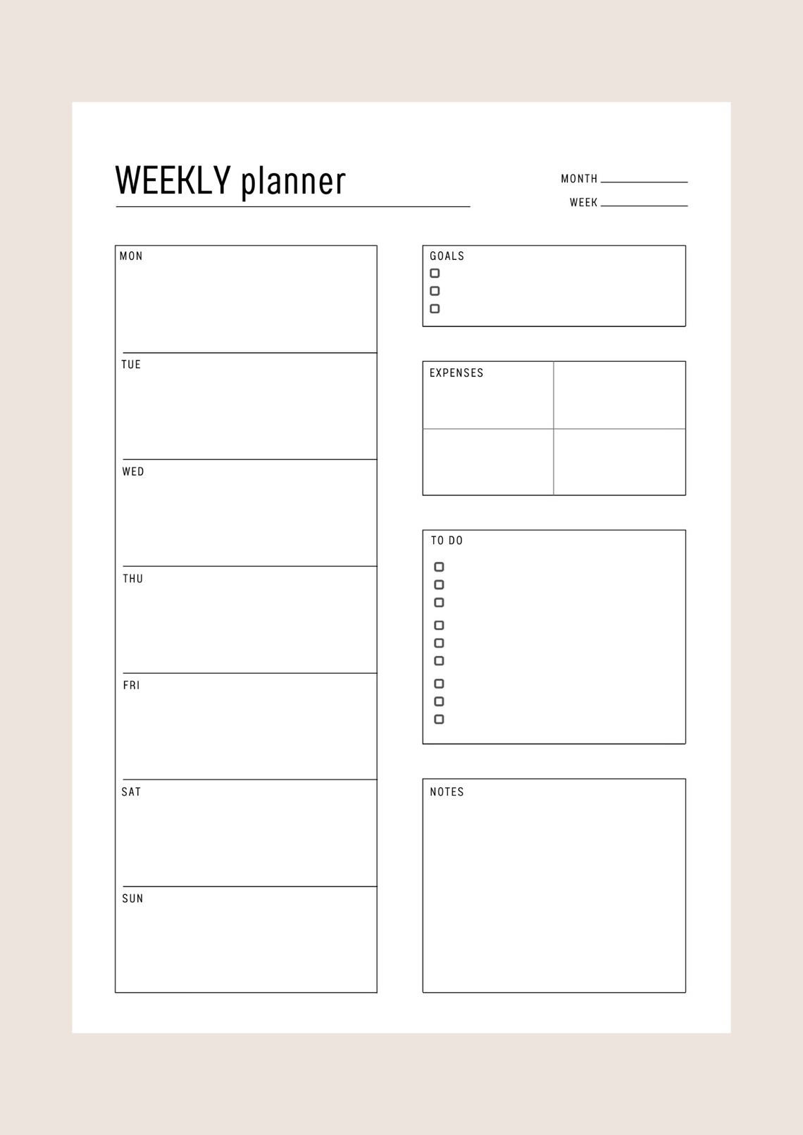 Weekly Planner Digital Download Printable Productivity Planner Weekly ...