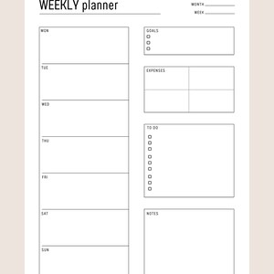 Weekly Planner Digital Download Printable Productivity Planner Weekly ...