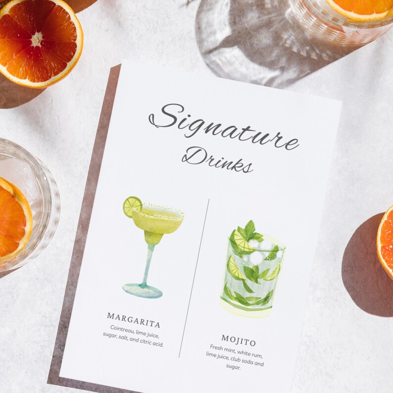 Signature Drink Sign, Wedding Signature Drink Sign Template, Editable ...