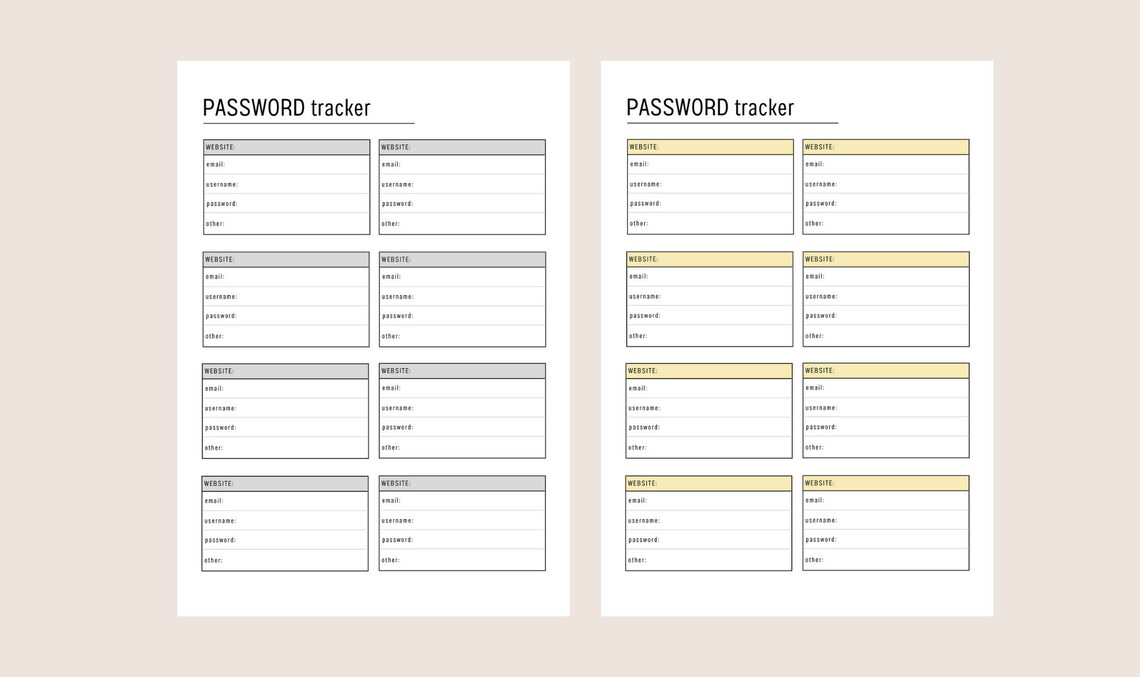 Printable Fillable Password Tracker Digital Password Tracker Password ...