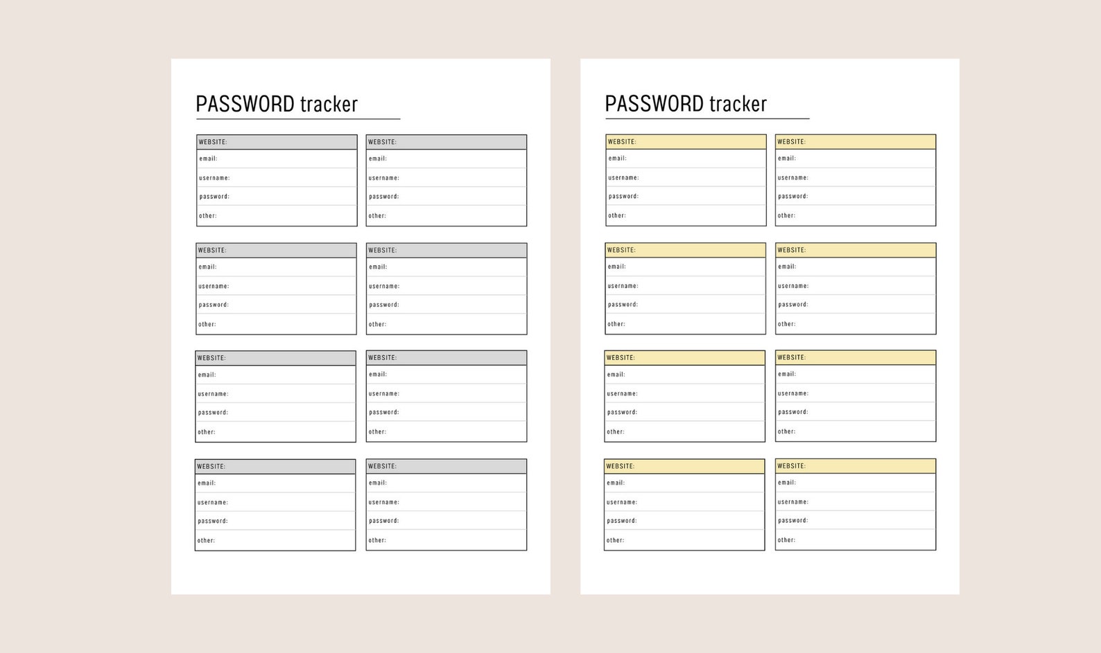 Printable Fillable Password Tracker Digital Password Tracker Password ...