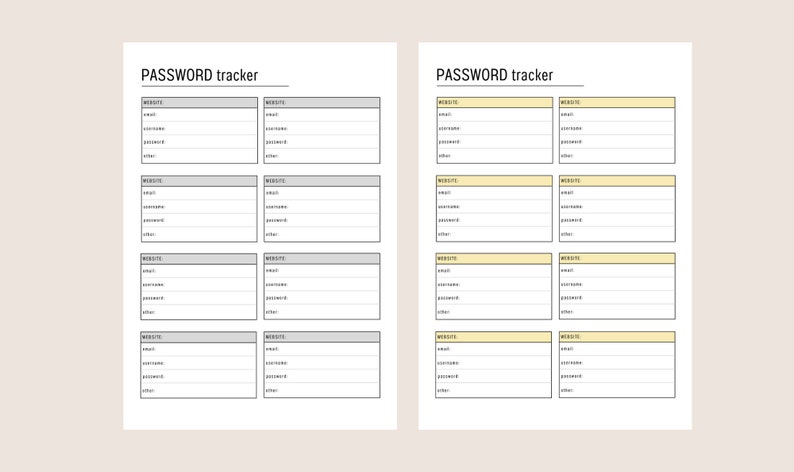 Printable Fillable Password Tracker Digital Password Tracker Password ...