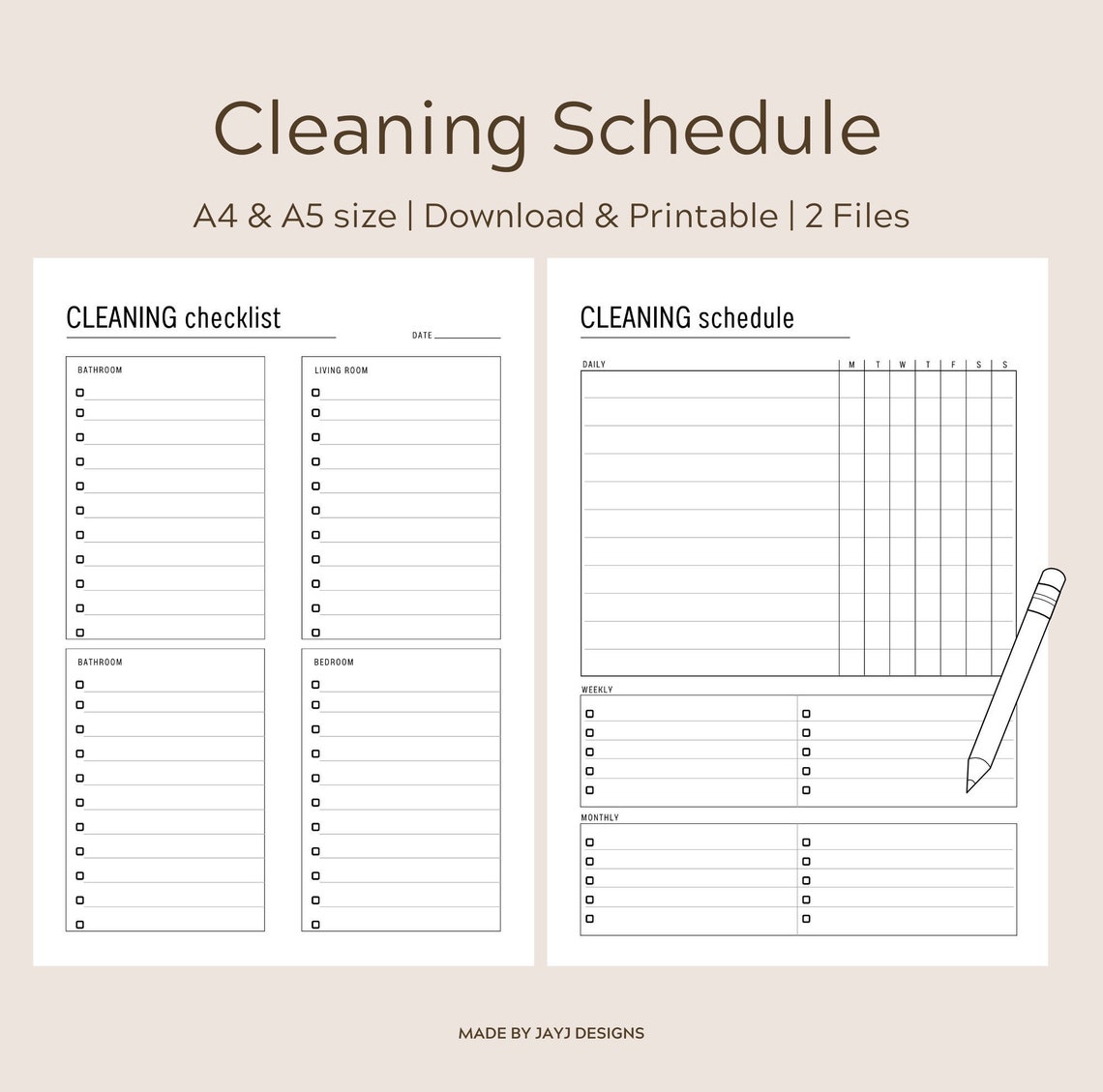 Printable Cleaning Schedule With Editable Weekly Cleaning List and ...